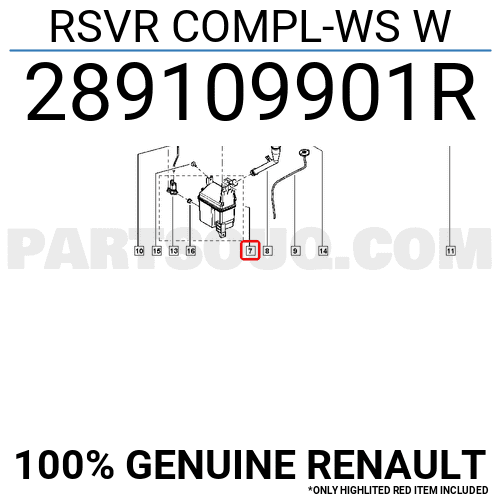 RSVR COMPL-WS W 289109901R | Renault Parts | PartSouq