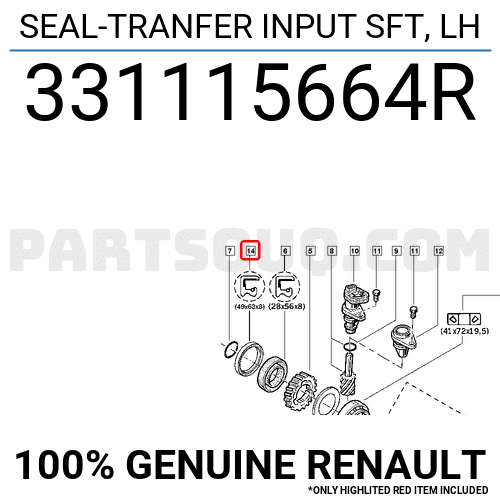 SEAL-TRANFER INPUT SFT, LH 331115664R | Renault Parts | PartSouq