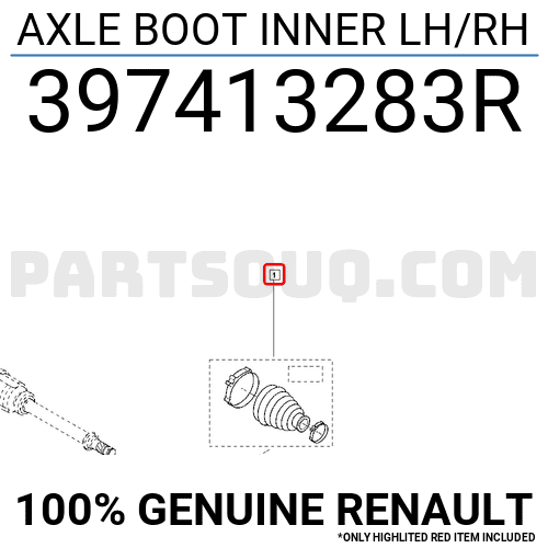 AXLE BOOT INNER LH/RH 397413283R | Renault Parts | PartSouq