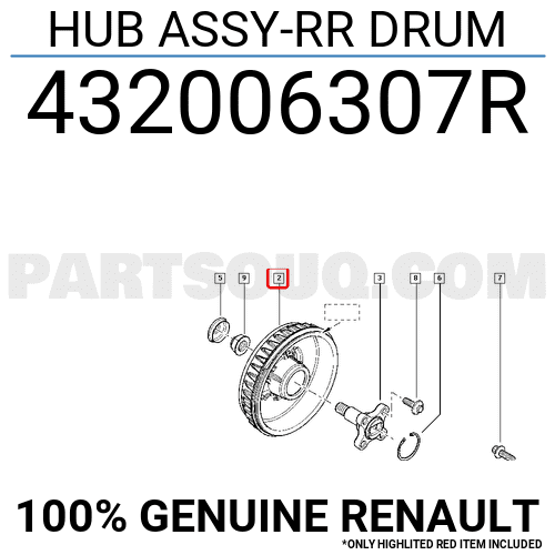 HUB ASSY-RR DRUM 432006307R | Renault Parts | PartSouq