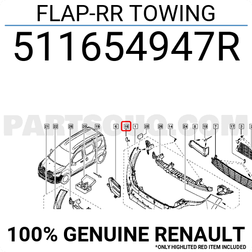 FLAP-RR TOWING 511654947R | Renault Parts | PartSouq