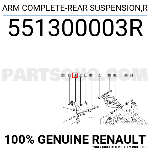ARM COMPLETE-REAR SUSPENSION,R 551300003R | Renault Parts | PartSouq