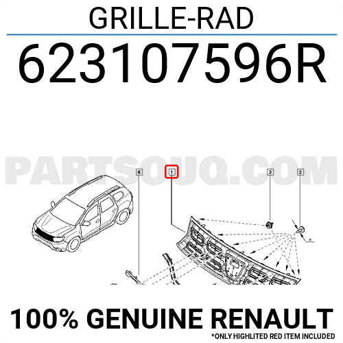 GRILLE-RAD 623107596R | Renault Parts | PartSouq