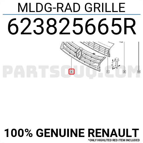 MLDG-RAD GRILLE 623825665R | Renault Parts | PartSouq