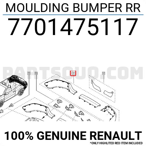 MOULDING BUMPER RR 7701475117 | Renault Parts | PartSouq