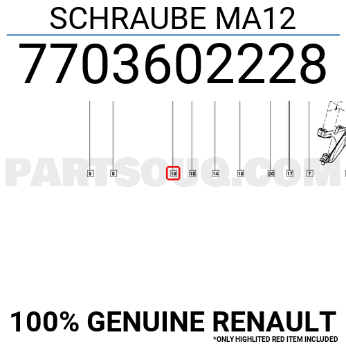 SCHRAUBE MA12 7703602228 | Renault Parts | PartSouq