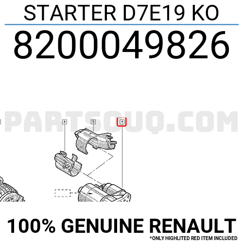 STARTER D7E19 KO 8200049826 | Renault Parts | PartSouq