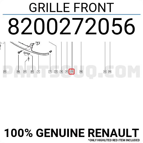 GRILLE FRONT 8200272056 | Renault Parts | PartSouq
