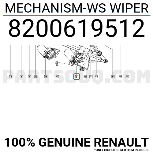 MECHANISM-WS WIPER 8200619512 | Renault Parts | PartSouq