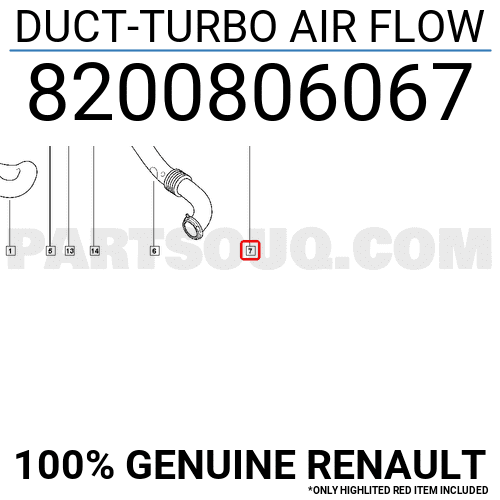 DUCT-TURBO AIR FLOW 8200806067 | Renault Parts | PartSouq