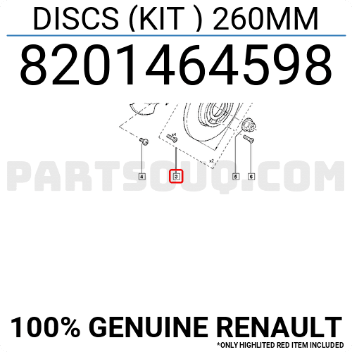 DISCS (KIT ) 260MM 8201464598 | Renault Parts | PartSouq