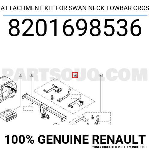 ATTACHMENT KIT FOR SWAN NECK TOWBAR CROS 8201698536 | Renault Parts ...