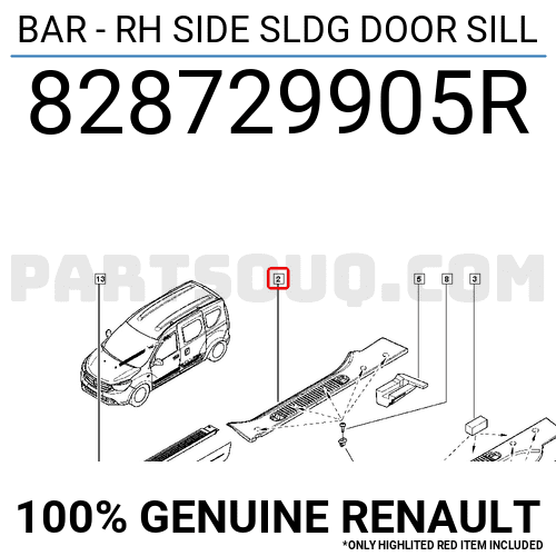 BAR - RH SIDE SLDG DOOR SILL 828729905R | Renault Parts | PartSouq