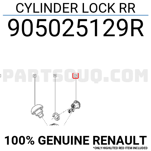 CYLINDER LOCK RR 905025129R | Renault Parts | PartSouq