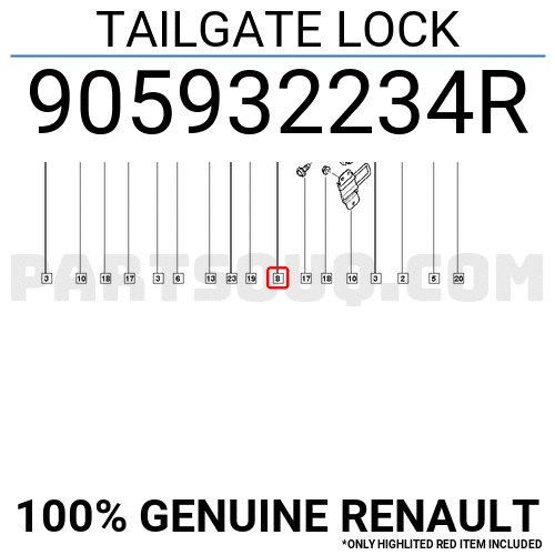 TAILGATE LOCK 905932234R | Renault Parts | PartSouq