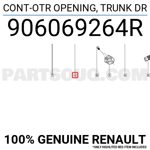CONT-OTR OPENING, TRUNK DR 906069264R | Renault Parts | PartSouq