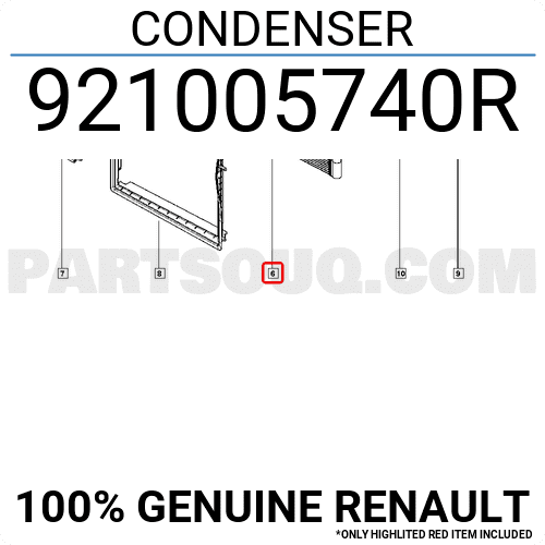 CONDENSER 921005740R | Renault Parts | PartSouq
