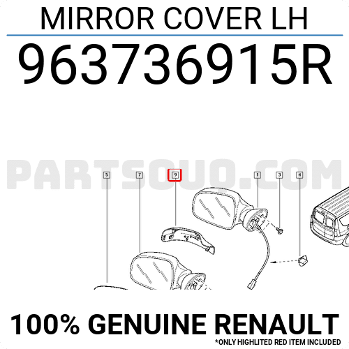 MIRROR COVER LH 963736915R | Renault Parts | PartSouq