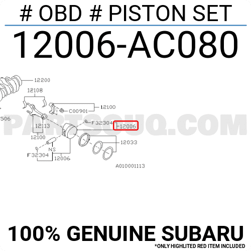 # OBD # PISTON SET 12006AC080 | Subaru Parts | PartSouq