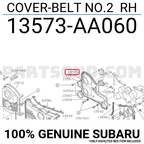 COVER-BELT NO.2 RH 13573AA060 | Subaru Parts | PartSouq
