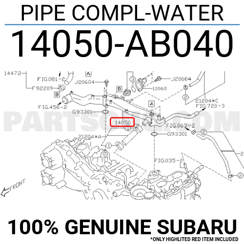 PIPE COMPL-WATER 14050AB040 | Subaru Parts | PartSouq