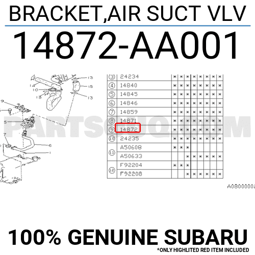 BRACKET,AIR SUCT VLV 14872AA001 | Subaru Parts | PartSouq