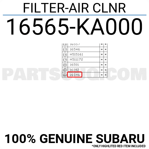 FILTER-AIR CLNR 16565KA000 | Subaru Parts | PartSouq