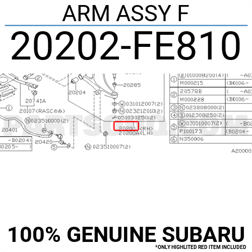 20202FE810 Subaru ARM ASSY F