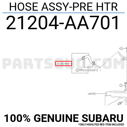 HOSE ASSY-PRE HTR 21204AA701 | Subaru Parts | PartSouq