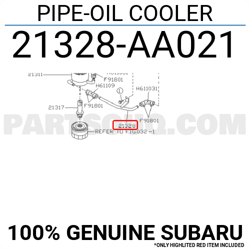 PIPE-OIL COOLER 21328AA021 | Subaru Parts | PartSouq