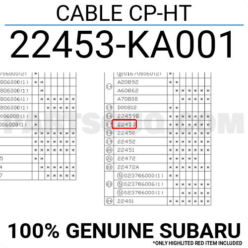CABLE CP-HT 22453KA001 | Subaru Parts | PartSouq