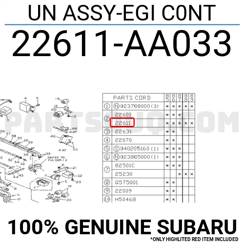UN ASSY-EGI C0NT 22611AA033 | Subaru Parts | PartSouq