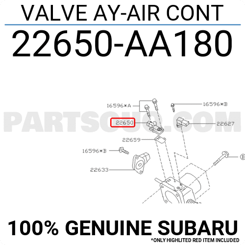 VALVE AY-AIR CONT 22650AA180 | Subaru Parts | PartSouq