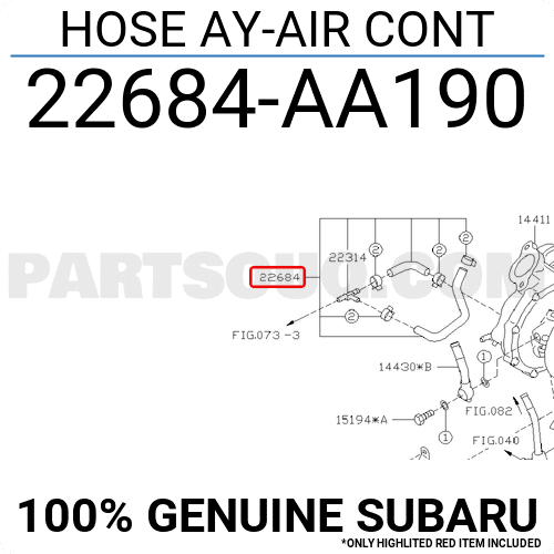 HOSE AY-AIR CONT 22684AA190 | Subaru Parts | PartSouq