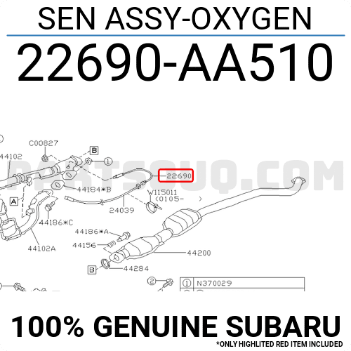 SEN ASSY-OXYGEN 22690AA510 | Subaru Parts | PartSouq
