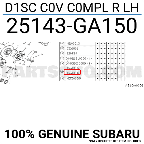 D1SC C0V C0MPL R LH 25143GA150 | Subaru Parts | PartSouq