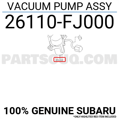 VACUUM PUMP ASSY 26110FJ000 | Subaru Parts | PartSouq