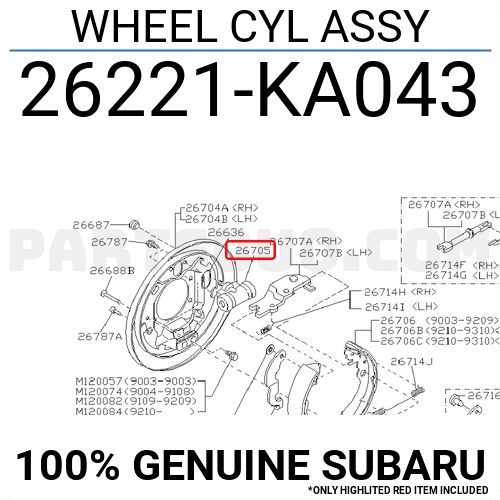 WHEEL CYL ASSY 26221KA043 | Subaru Parts | PartSouq