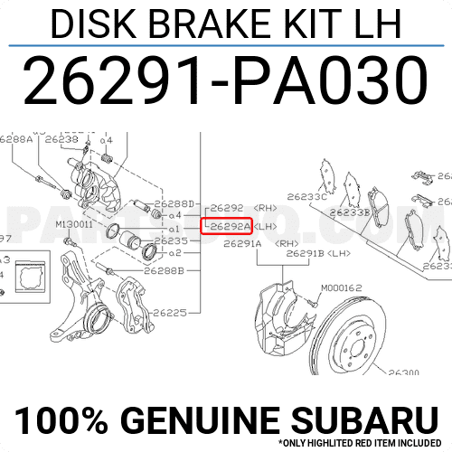 DISK BRAKE KIT LH 26291PA030 | Subaru Parts | PartSouq