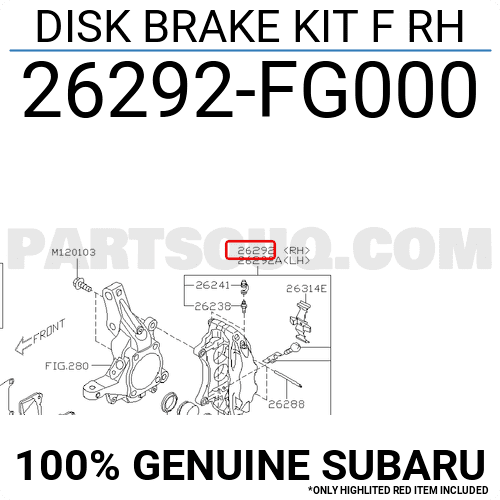 DISK BRAKE KIT F RH 26292FG000 | Subaru Parts | PartSouq