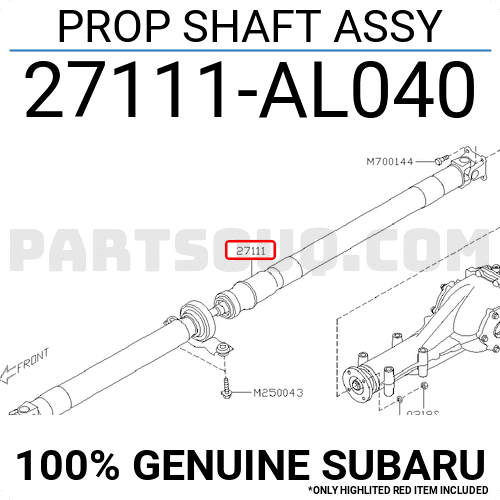 PROP SHAFT ASSY 27111AL040 | Subaru Parts | PartSouq