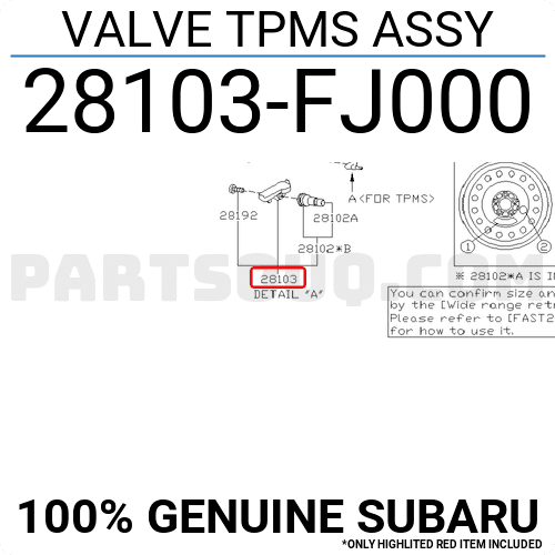 VALVE TPMS ASSY 28103FJ000 | Subaru Parts | PartSouq