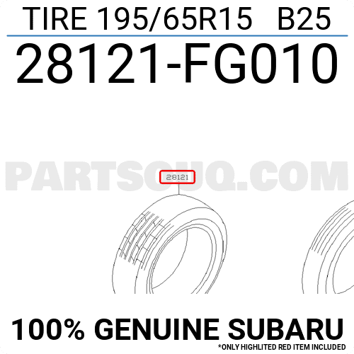 TIRE 195/65R15 B25 28121FG010 | Subaru Parts | PartSouq