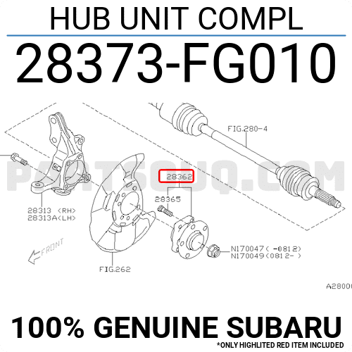 HUB UNIT COMPL 28373FG010 | Subaru Parts | PartSouq