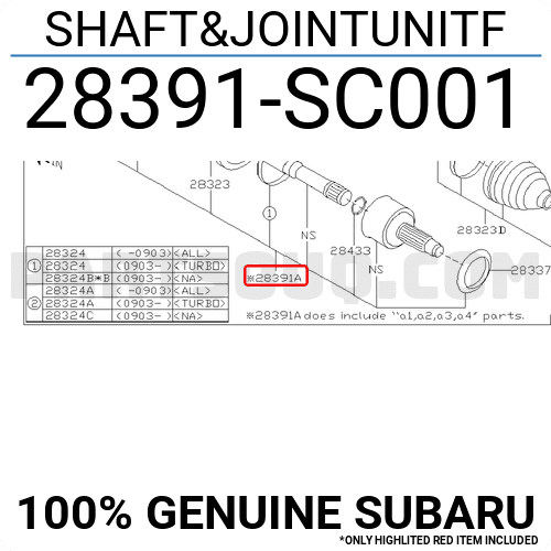 SHAFT&JOINTUNITF 28391SC001 | Subaru Parts | PartSouq