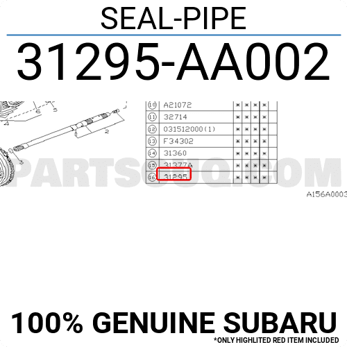 SEAL-PIPE 31295AA002 | Subaru Parts | PartSouq