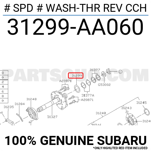 # SPD # WASH-THR REV CCH 31299AA060 | Subaru Parts | PartSouq