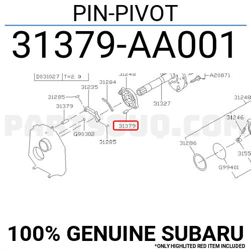 PIN-PIVOT 31379AA001 | Subaru Parts | PartSouq