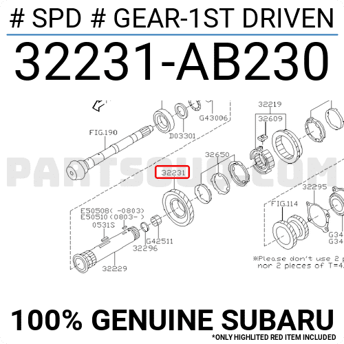 # SPD # GEAR-1ST DRIVEN 32231AB230 | Subaru Parts | PartSouq