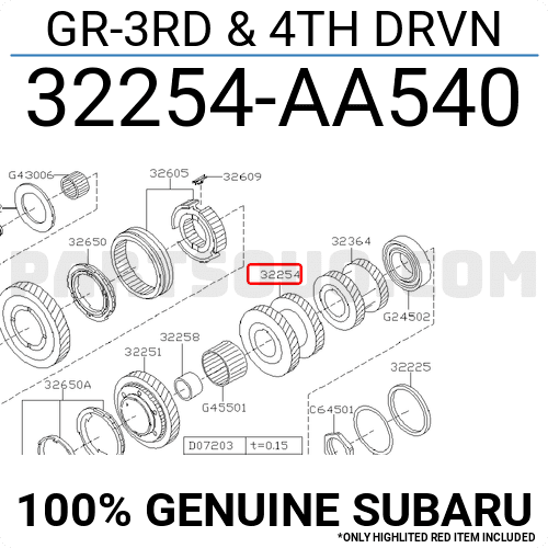GR-3RD & 4TH DRVN 32254AA540 | Subaru Parts | PartSouq